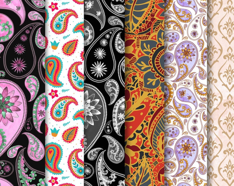 25+ Retro Paisley Digital Paper Bundle, Seamless Paisley Pattern ...