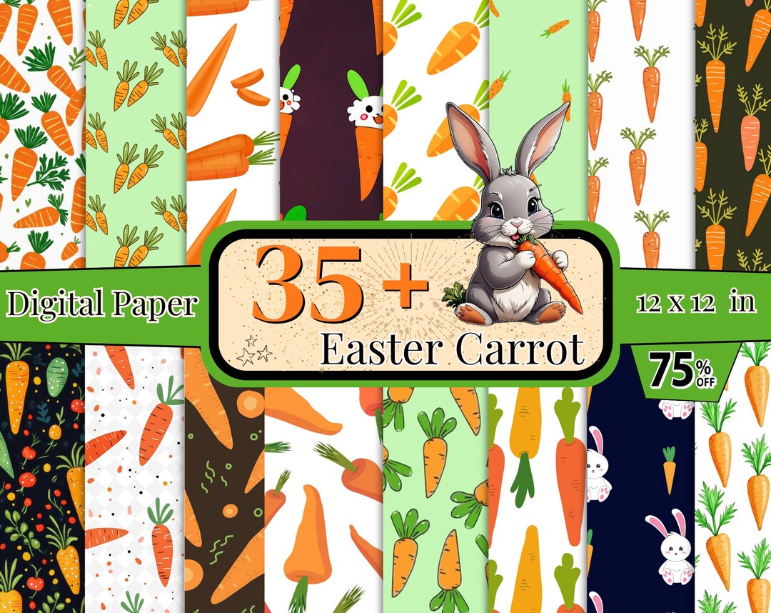 35 + Eater Carrot Digital Paper, Easter Carrot Seamless Pattern, Easter ...