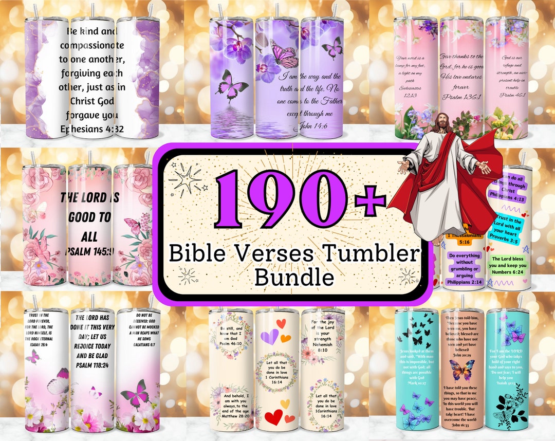 190 Bible Verse Tumbler Wrap Designs Bundle, Christian Tumbler Wrap ...