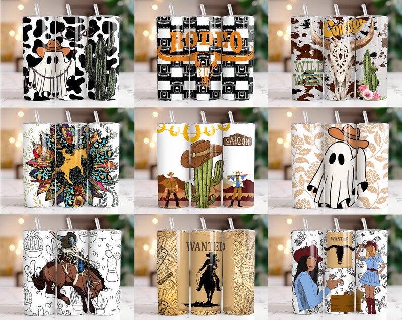 70 Western Tumbler Wrap Designs, 20oz Cow Skull Tumbler, Western ...