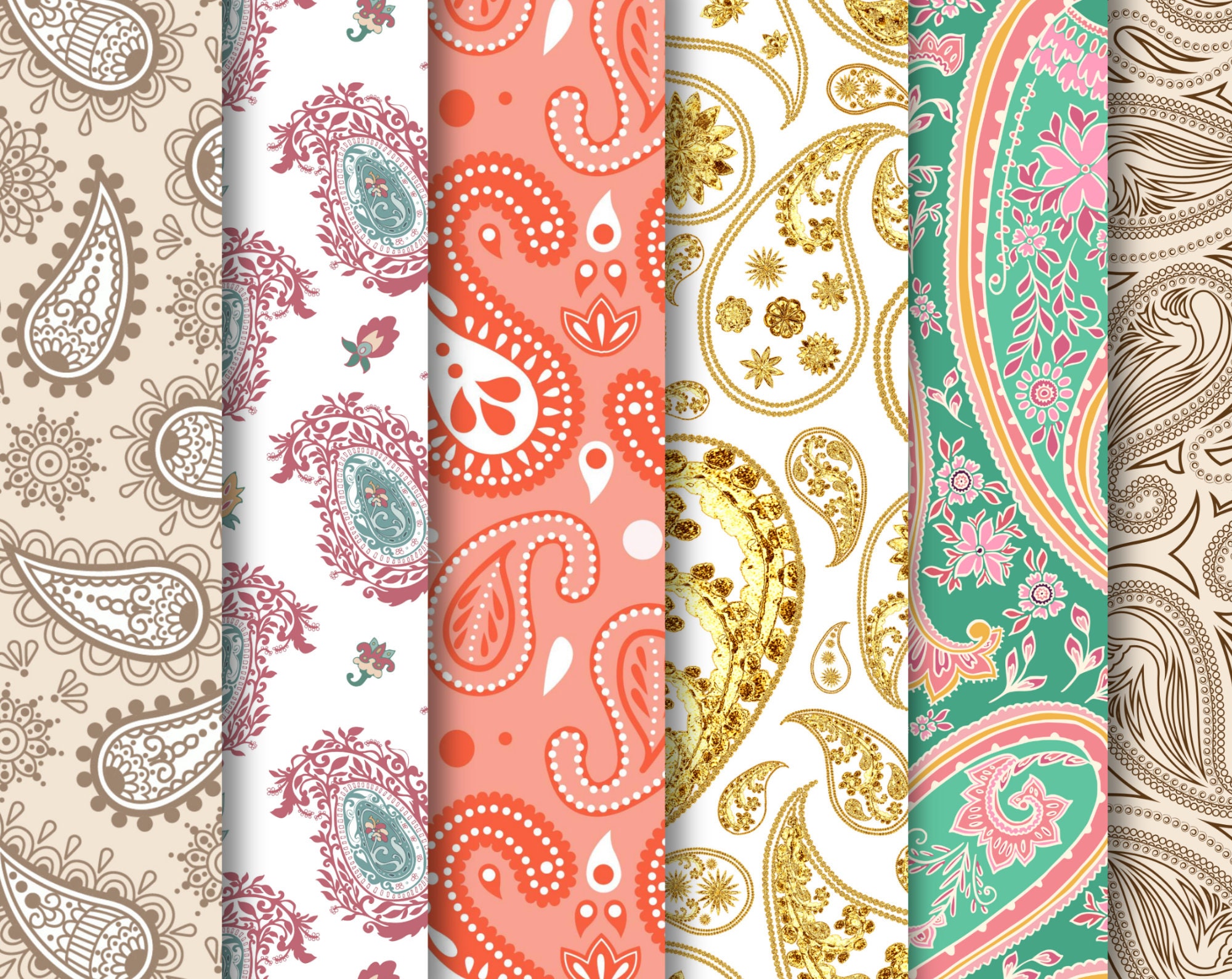 25+ Retro Paisley Digital Paper Bundle, Seamless Paisley Pattern ...