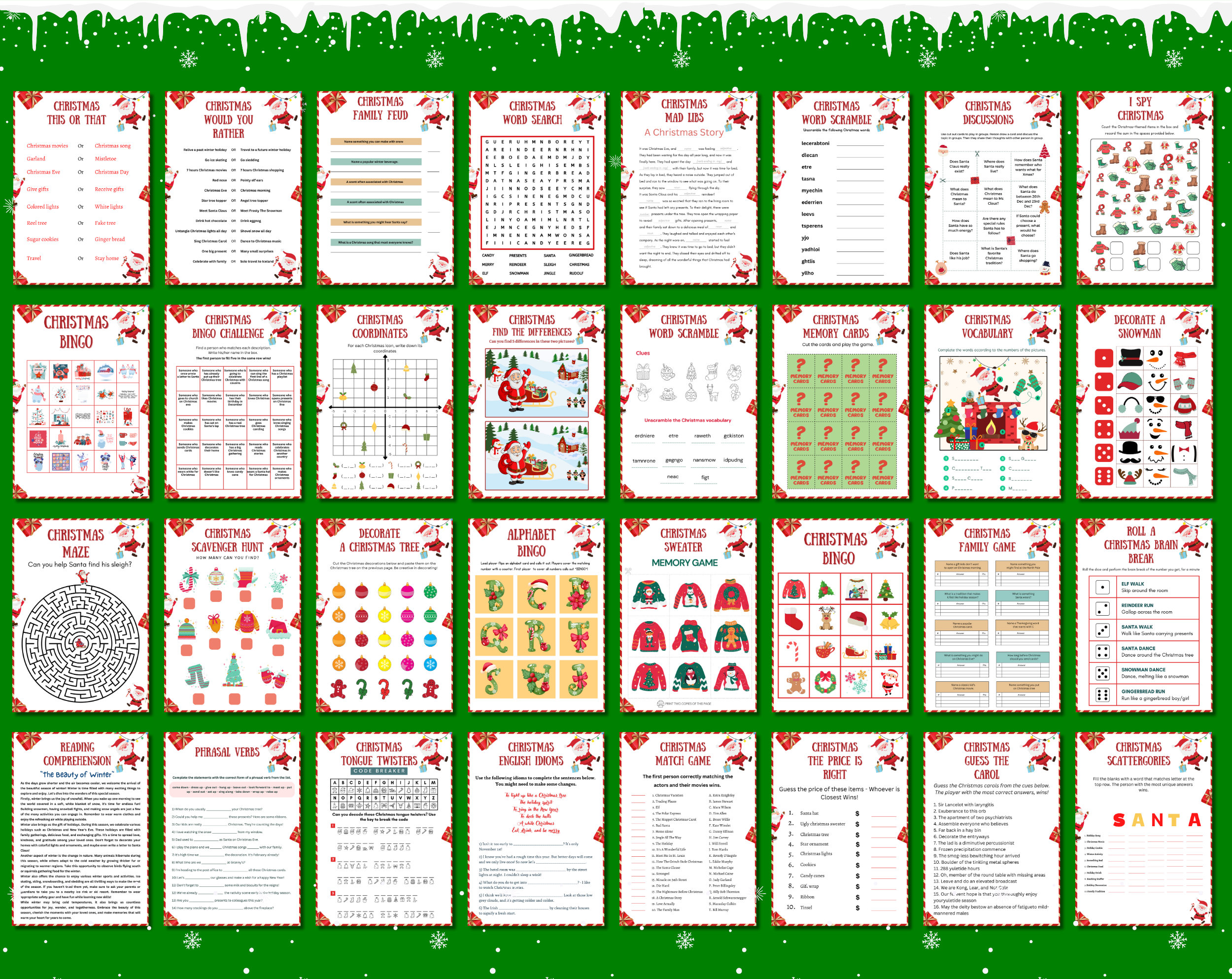 50 Mega Christmas Games Bundle, Christmas Family Game, Christmas Party ...