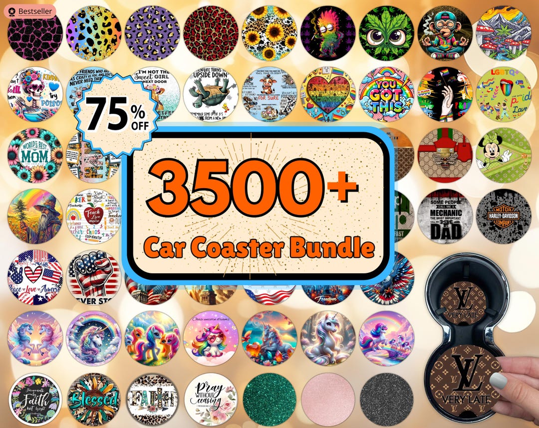 3500+ Mega Car Coaster Bundle, Glitter Round Car Coaster, Nurse Car ...