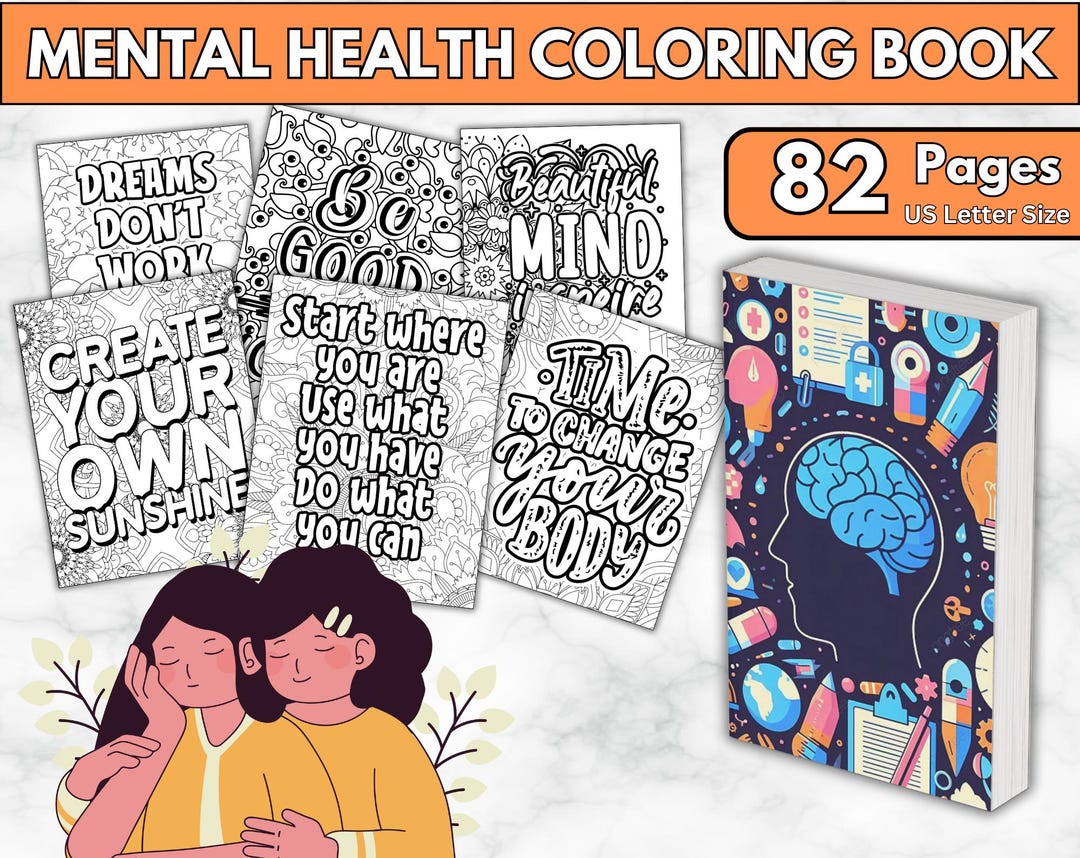 82 + Mental Coloring Book, Mental Health Coloring Pages, Positive ...