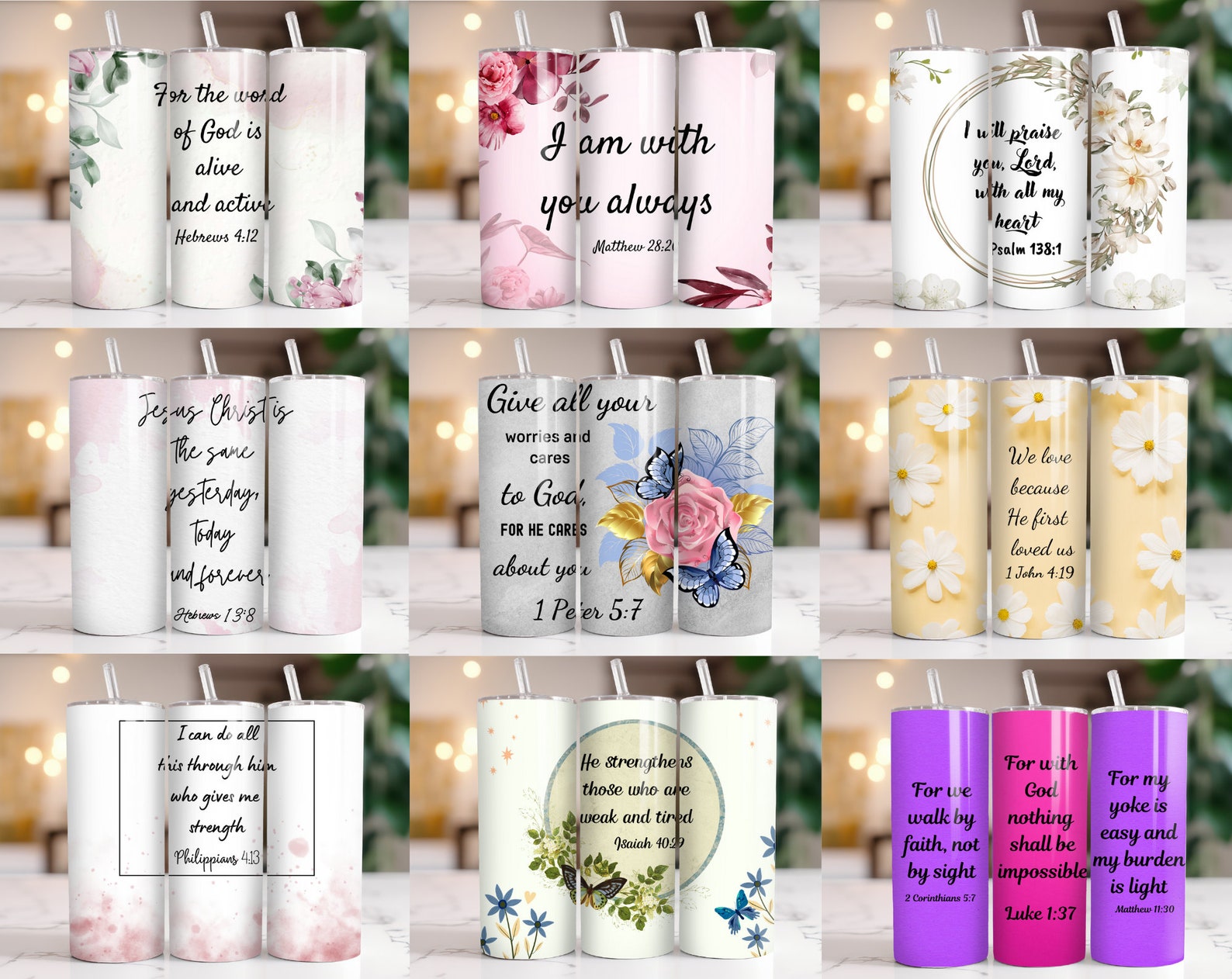 190 + Bible Verse Tumbler Wrap Designs Bundle, Christian Tumbler Wrap ...