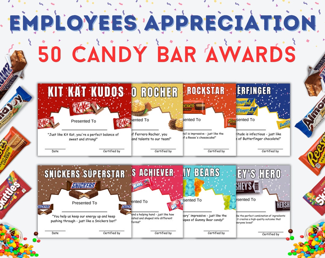Candy Bar Awards Certificates Printable Candy Bar Awards Forr - Etsy UK