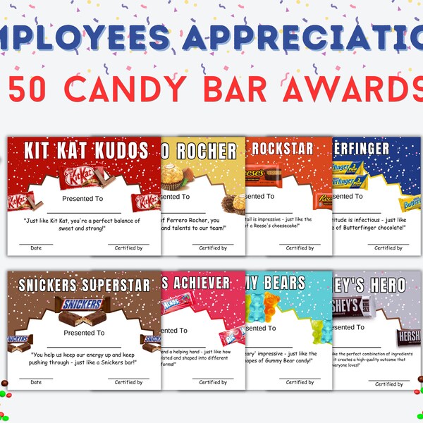 Employee Candy Bar Awards - Etsy