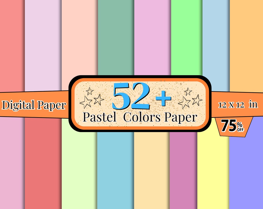 52 + Pastel Color Digital Paper, Watercolor Seamless Pattern, Pastel ...