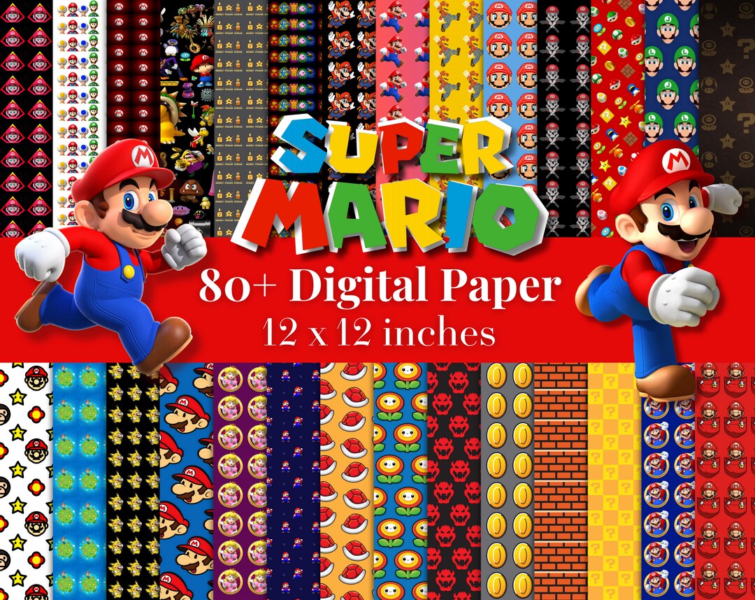 Super Mario Digital Paper Mario Bros Digital Paper Super - Etsy México