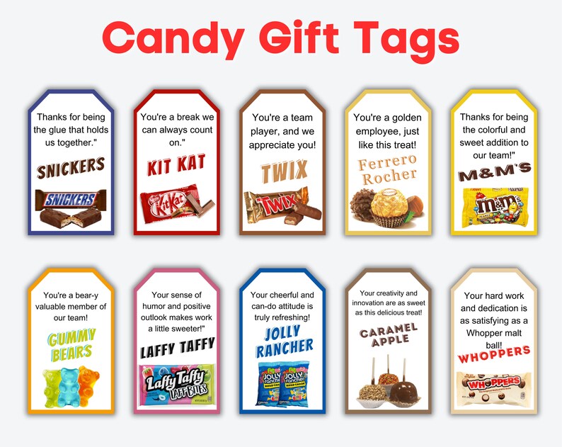 25 Employees Candy Bar Gift Tags Staff Appreciation Treat - Etsy Canada