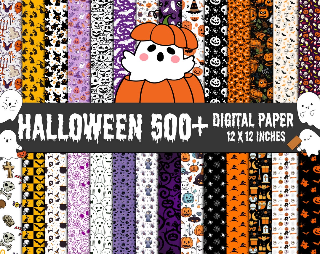 500 Halloween Digital Papers, Halloween Print Paper, Halloween PNG ...