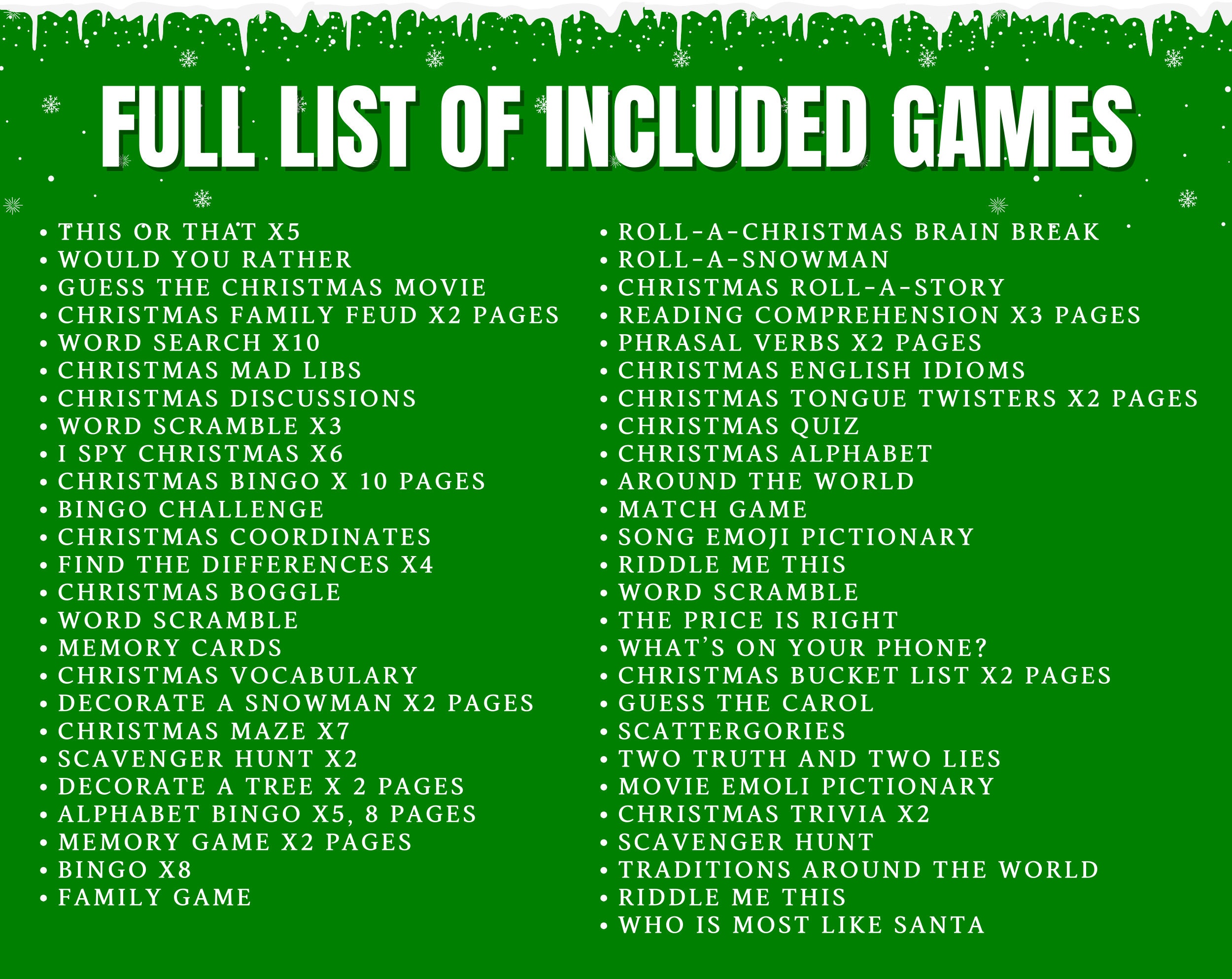 50 Mega Christmas Games Bundle, Christmas Family Game, Christmas Party ...