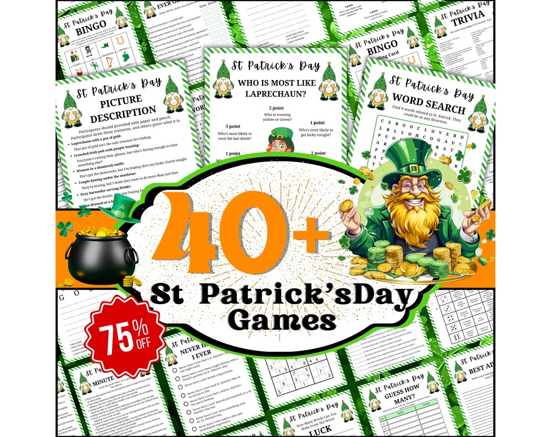 40 + St Patrick Games Bundle, St Patrick's Party Quiz,patricks Day ...