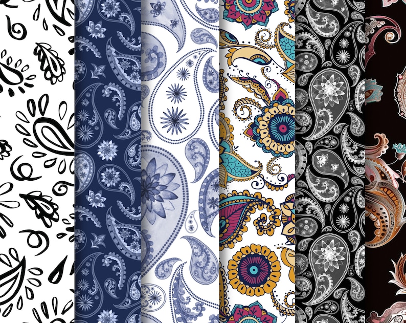 25+ Retro Paisley Digital Paper Bundle, Seamless Paisley Pattern ...