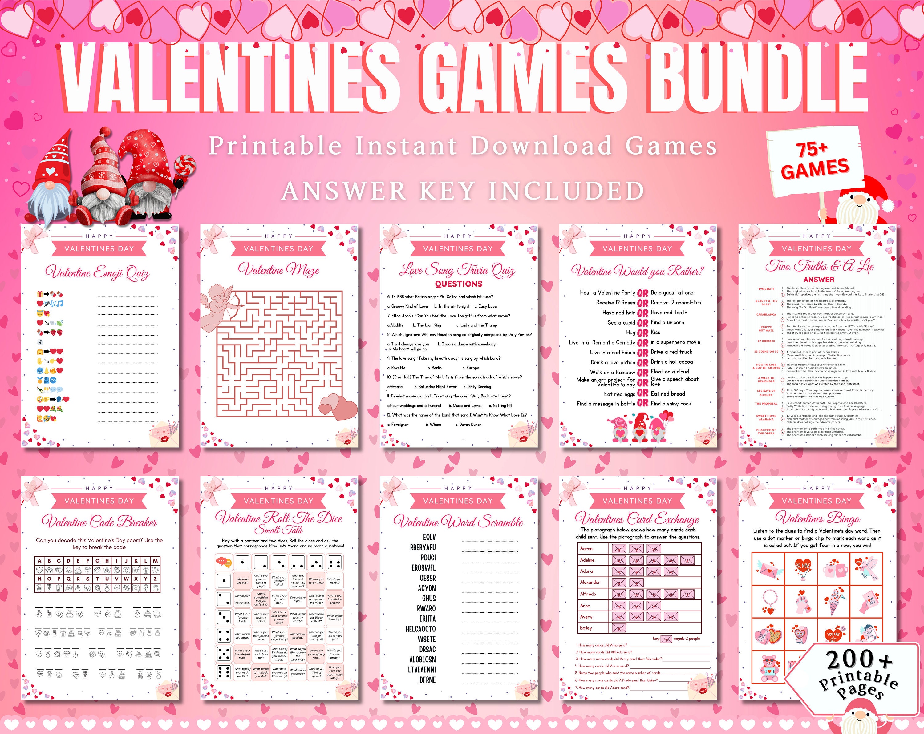 75 Valentines Party Games Bundle, Valentine's Day Games, Valentines ...