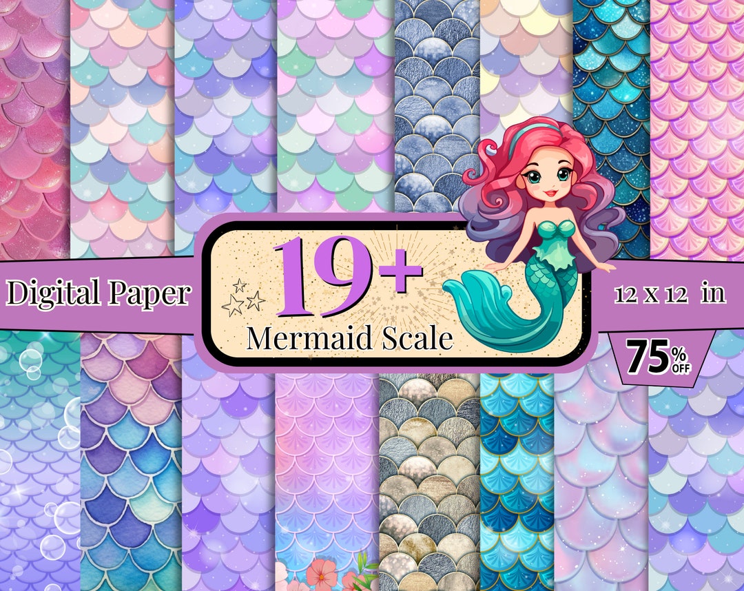 19 + Mermaid Scale Digital Paper, Mermaid Seamless Pattern, Fish Scale ...