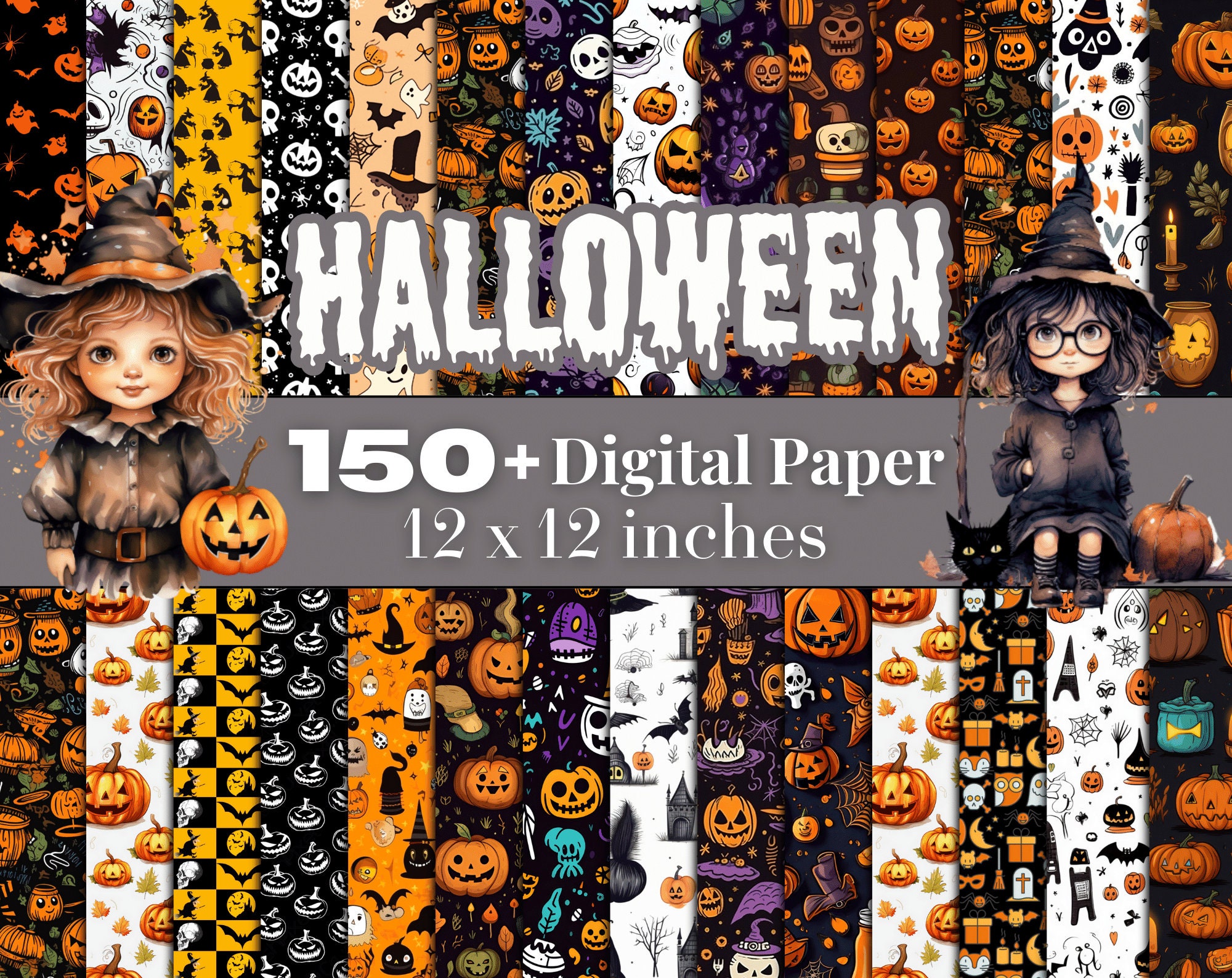 Halloween Digital Paper Boo Wallpaper Halloween Papers - Etsy