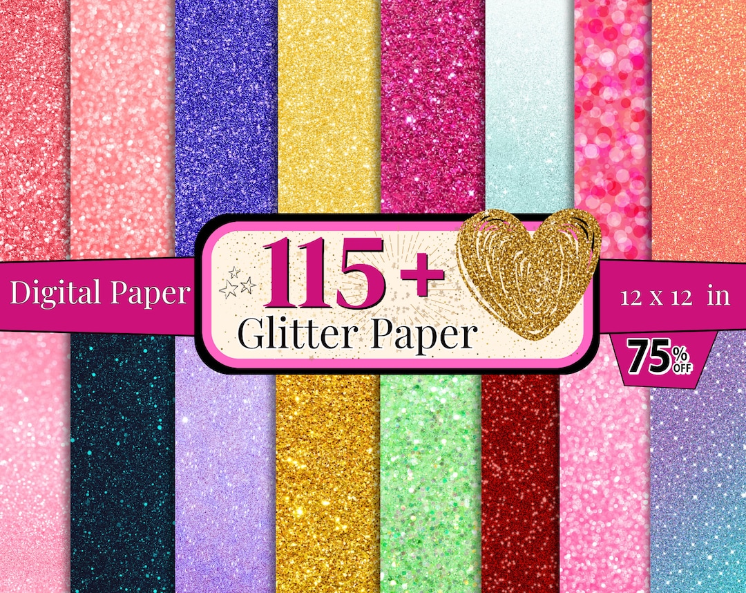 115 + Glitter Digital Paper Bundle, Glitter Background Paper, Glitter ...