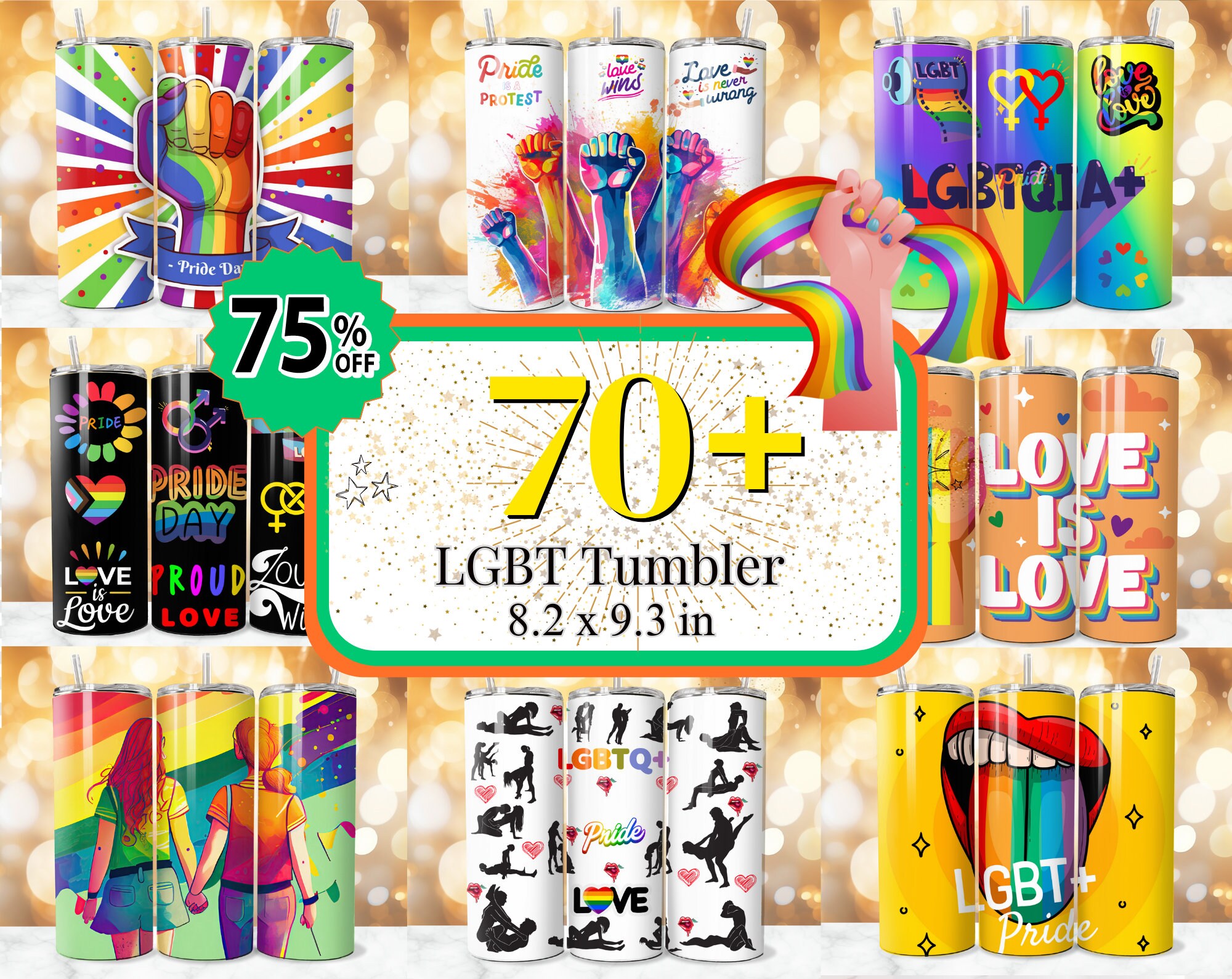70 + LGBT Tumbler Wrap Designs Bundle, Pride Flag Tumbler, LGBT ...