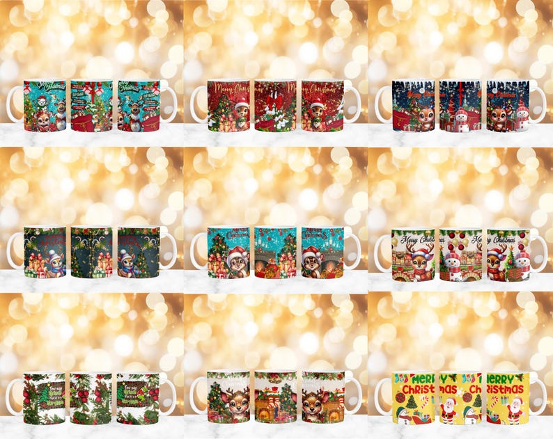 145 + Christmas Mug Wrap Design Bundle, Xmas Inflated Mug Wrap ...