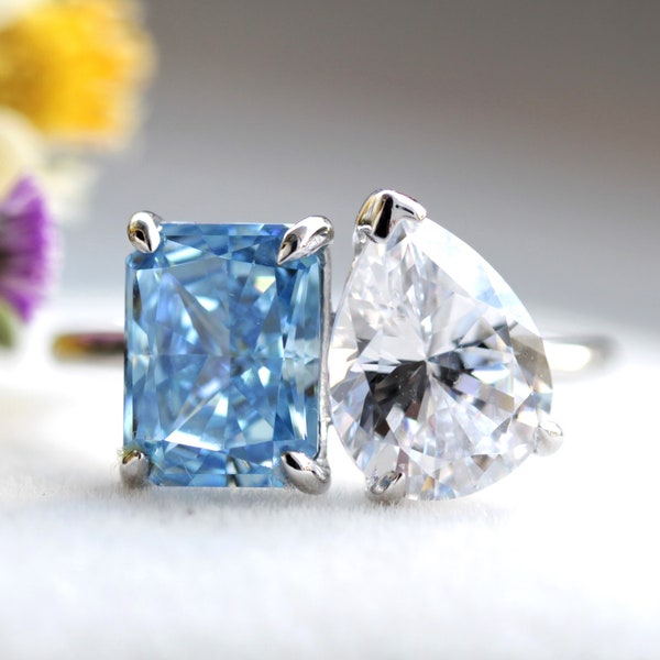 Two Stone Engagement Ring - Etsy