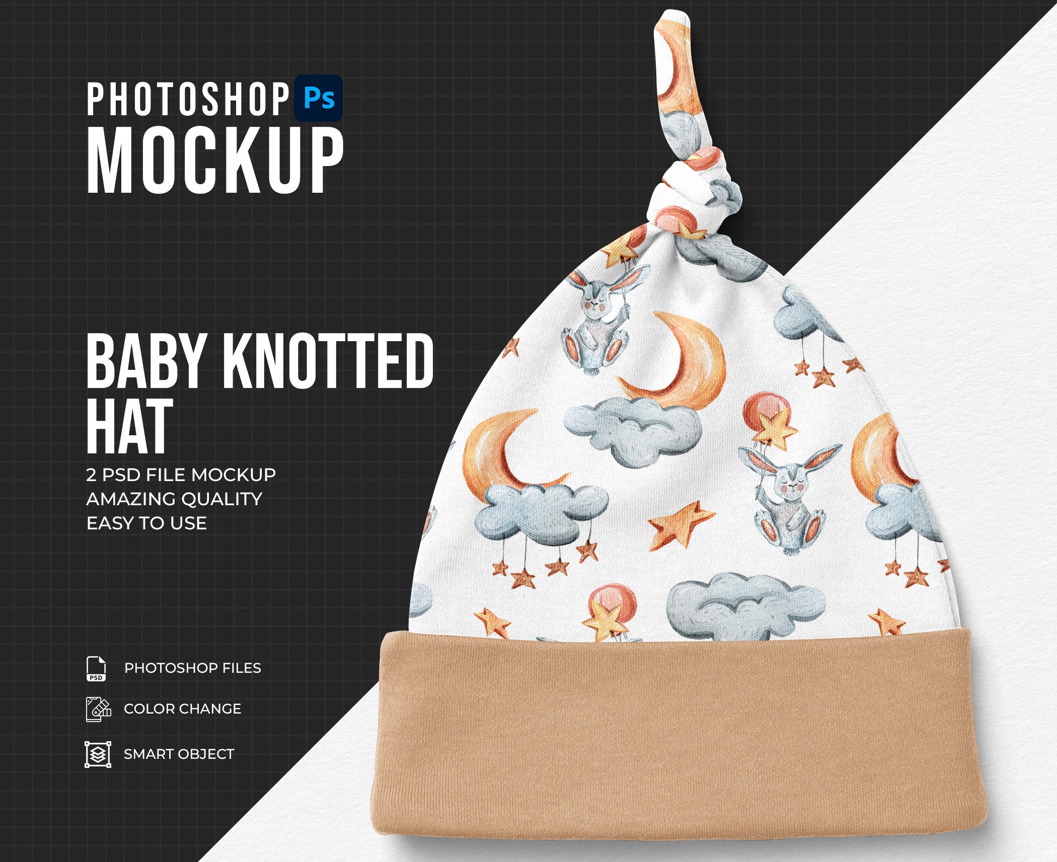 Knotted Hat Mockup, Photoshop Mockup Super Easy Editable - Etsy