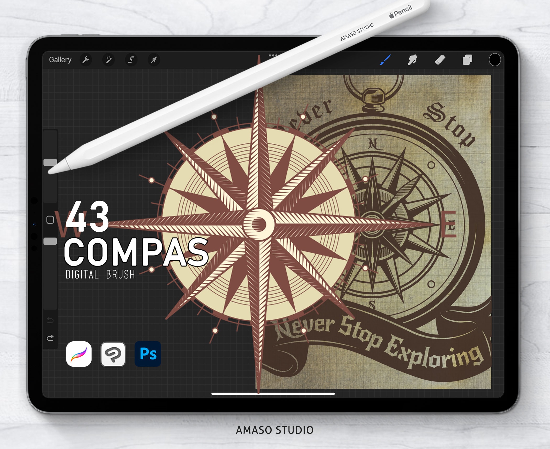 Compass for Procreate, Photoshop and Clip Studio Paint - Etsy