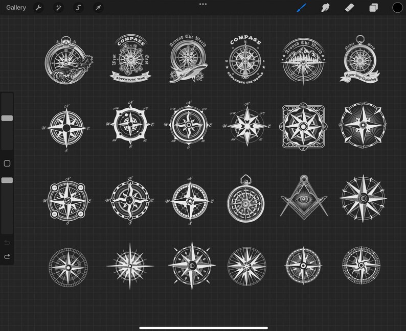 Compass for Procreate, Photoshop and Clip Studio Paint - Etsy
