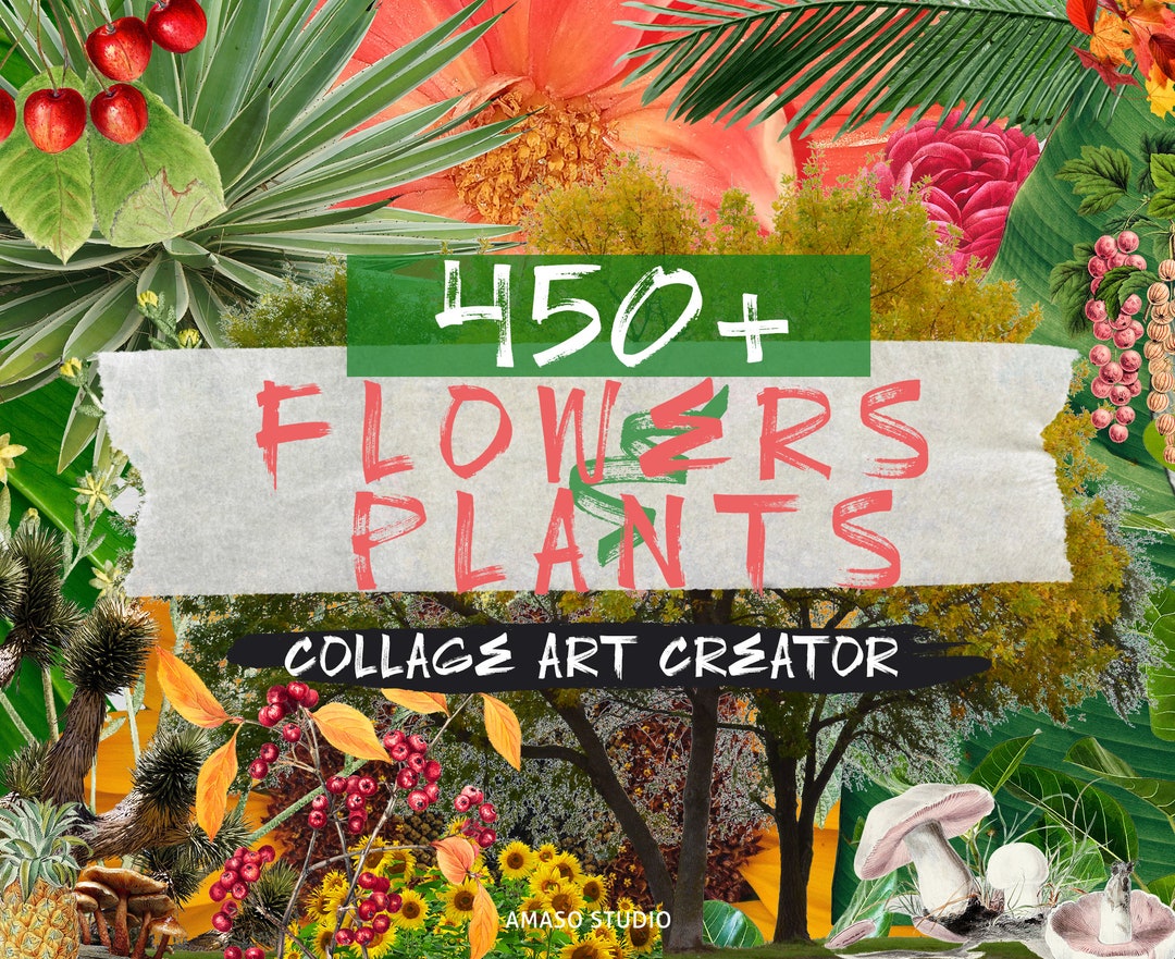 Flowers and Plants Collage Creator, Over 450+ Elements High Resolution ...