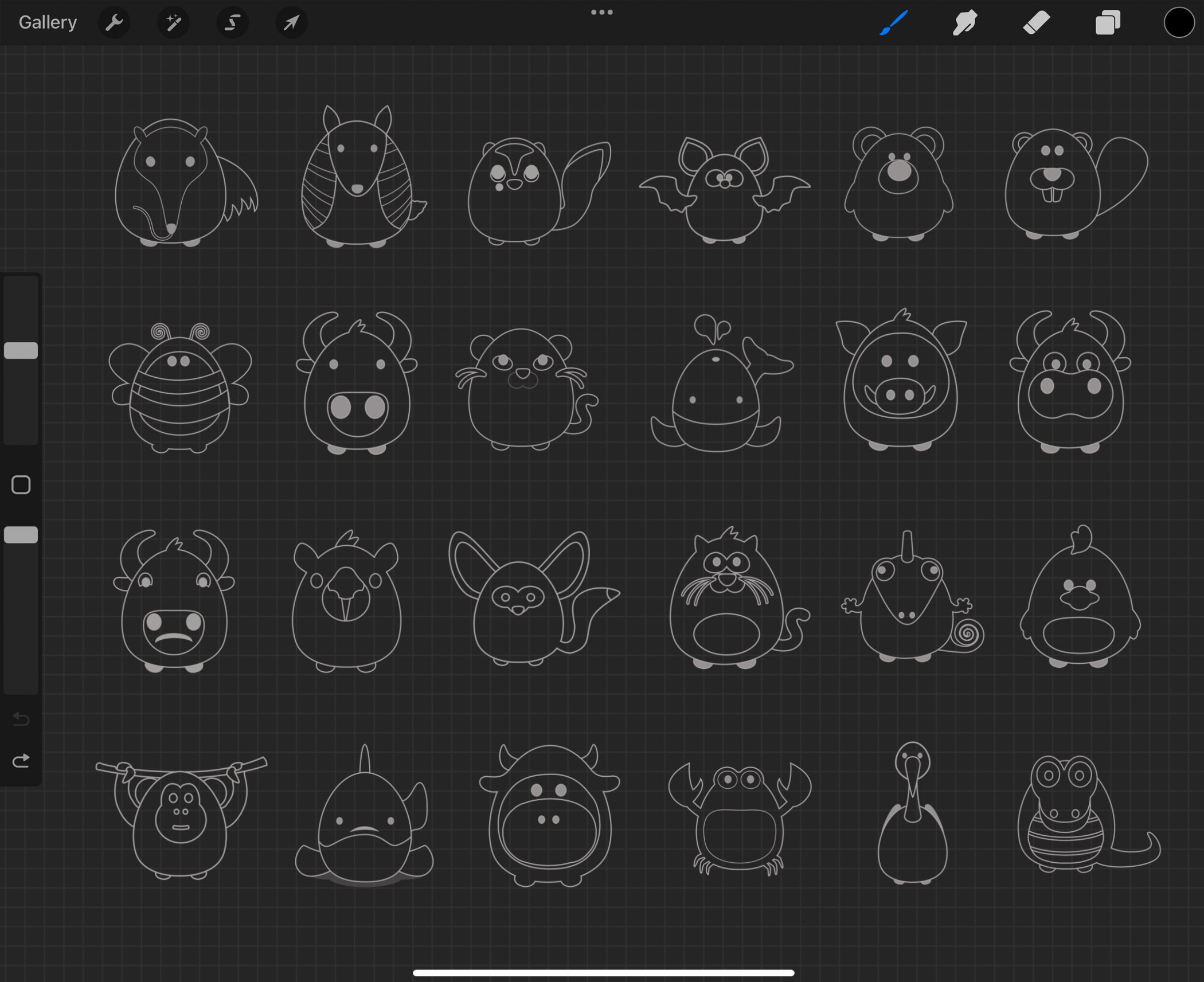 Cute Animal Vector Chibi Stamps for Procreate, Photoshop, Clip Studio ...