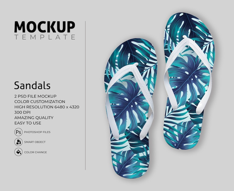 Flip Flops Mockup, Rubber Sandals, Editable Photoshop PSD - Etsy