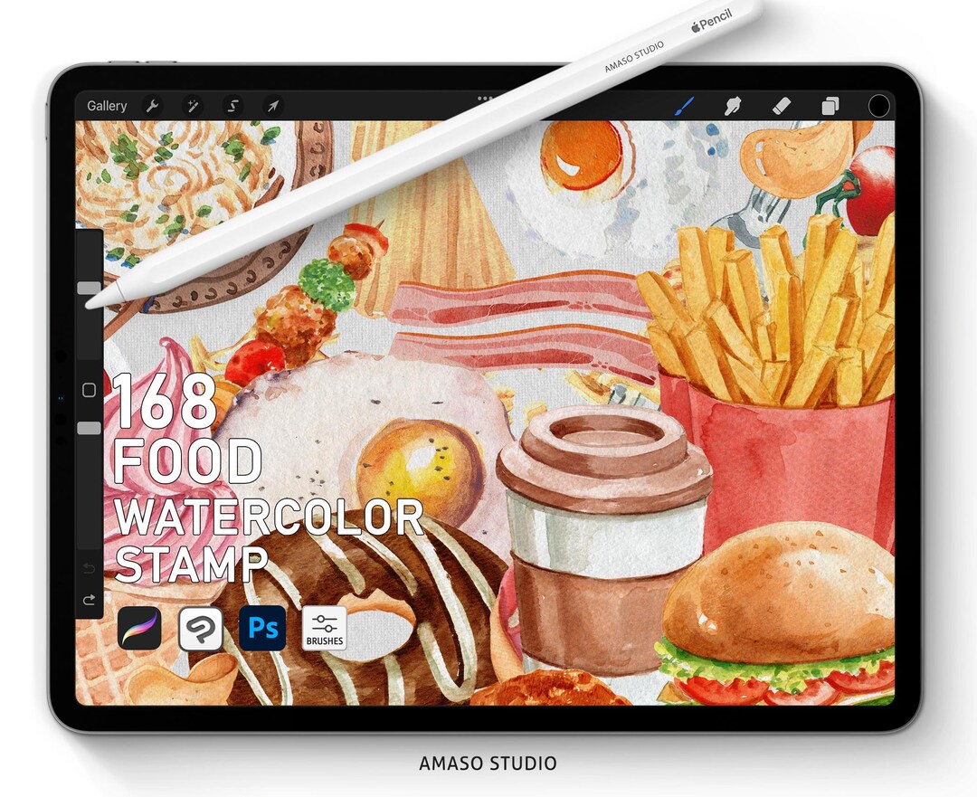 Food Watercolor Set for Procreate, Photoshop Brush and Clip Studio ...