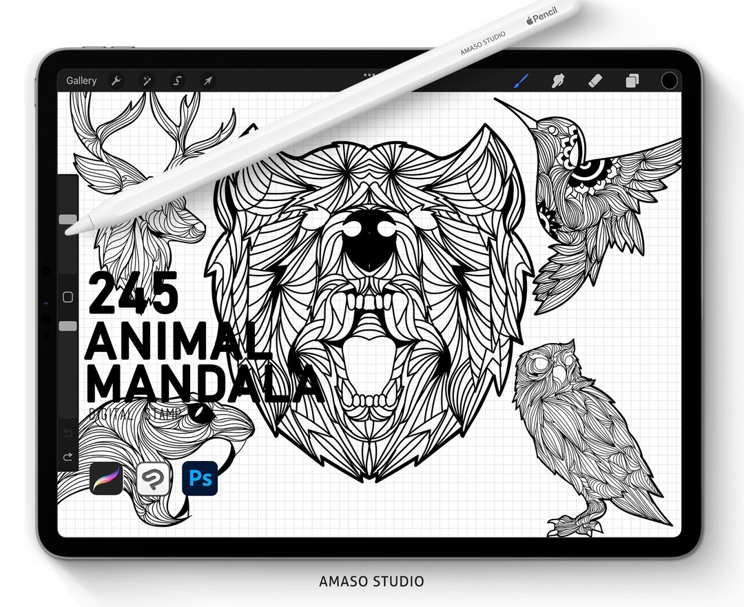 Animal Mandala Stamp Brushes – 245 Intricate Mandala Animal Stamps for ...