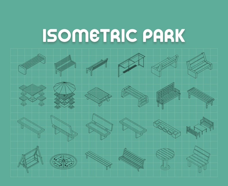 Park Isometric Procreate Stamp Isometric Vector Illustration - Etsy