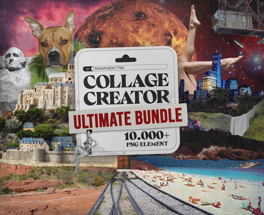 10,000+ PNG Collage Creator Bundle, Vintage Scrapbook Kit (digital ...