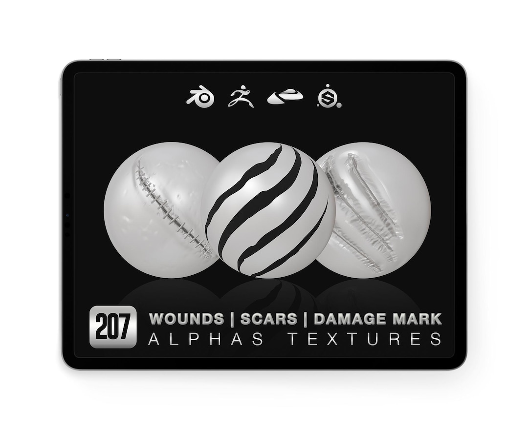Scar Wound Alphas for Nomad Sculpt Blender Zbrush | Character Damage ...
