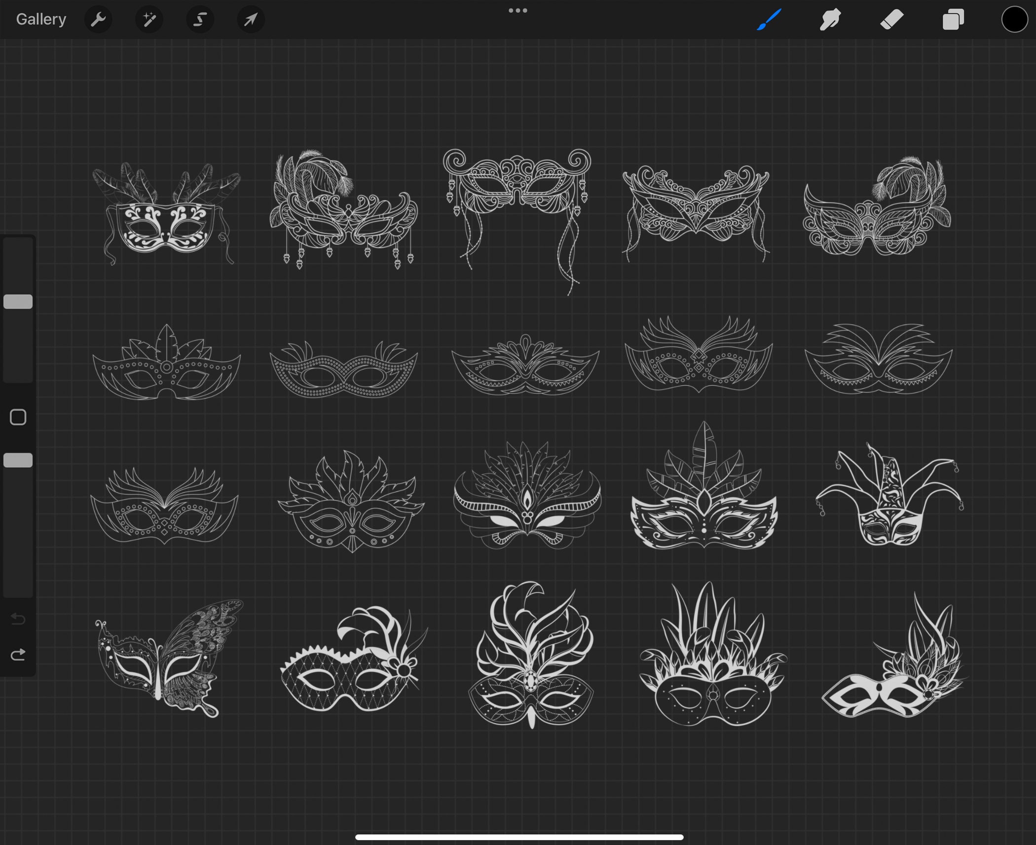 Carnival Mask Brushes Stamp Fo Procreate, Photoshop and Clip Studio ...