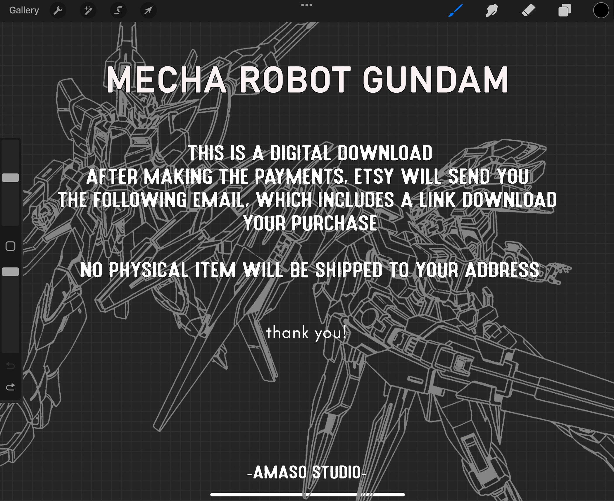 Mecha Robot Gundam for Procreate, Photoshop Brush and Clip Studio Paint ...