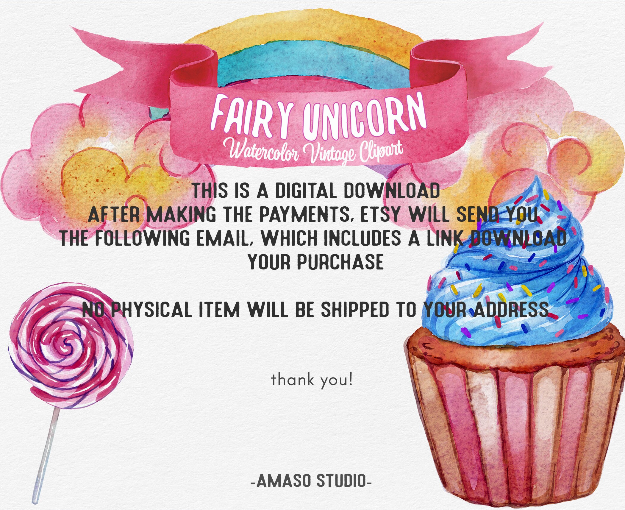 Fairy Unicorn Watercolor Clipart High Resolution Pngs - Etsy