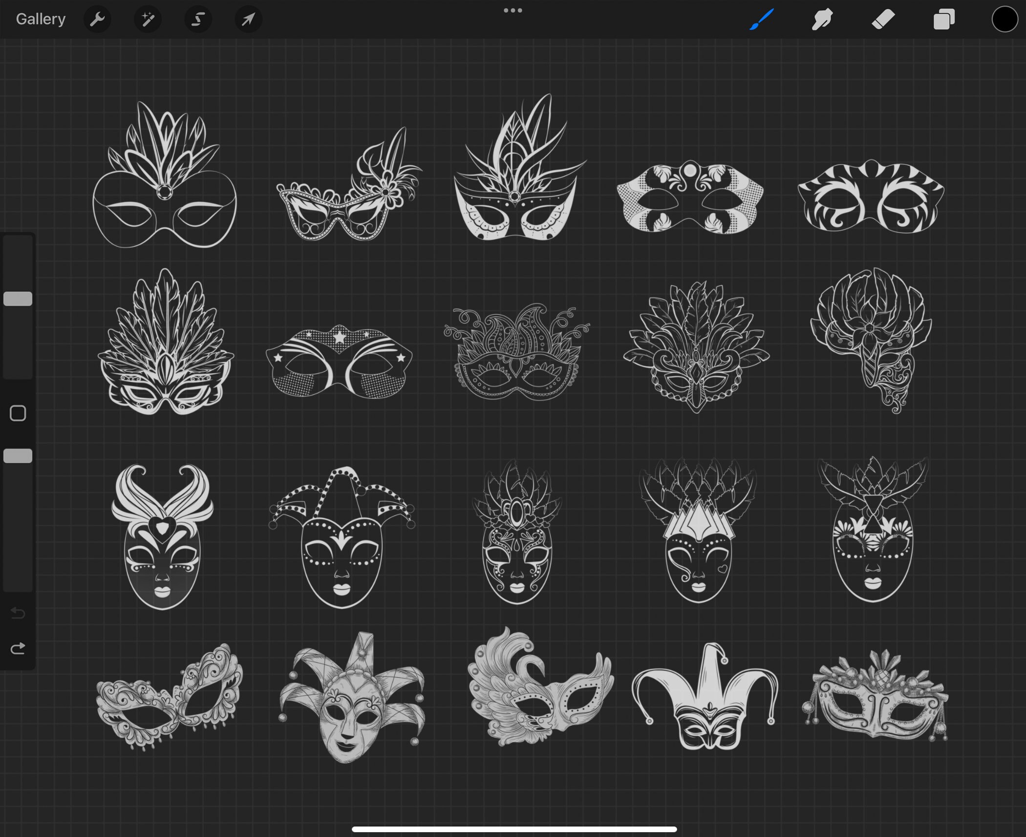 Carnival Mask Brushes Stamp Fo Procreate, Photoshop and Clip Studio ...