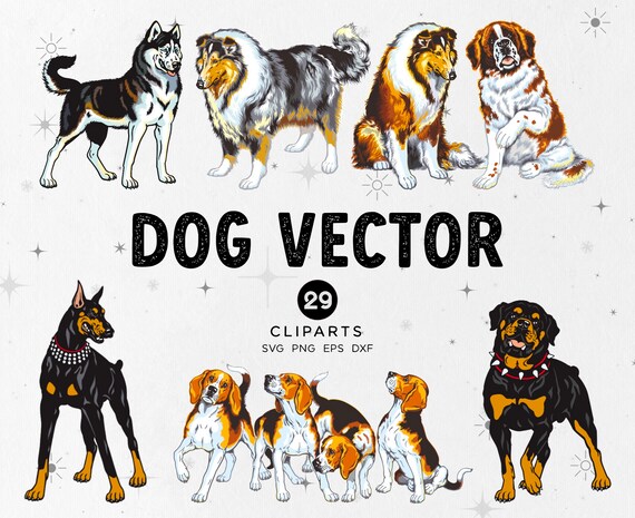 29 Dog Vector SVG Clipart Dog Lover Illustration - Etsy