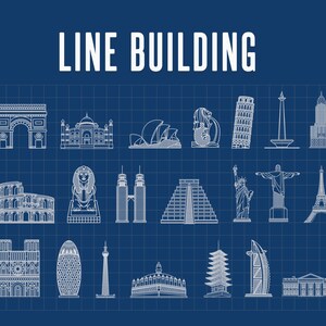 Line Building Procreate Stamp, Line Art Vector Illustration for ...