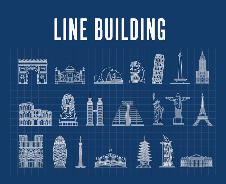 Line Building Procreate Stamp, Line Art Vector Illustration for ...
