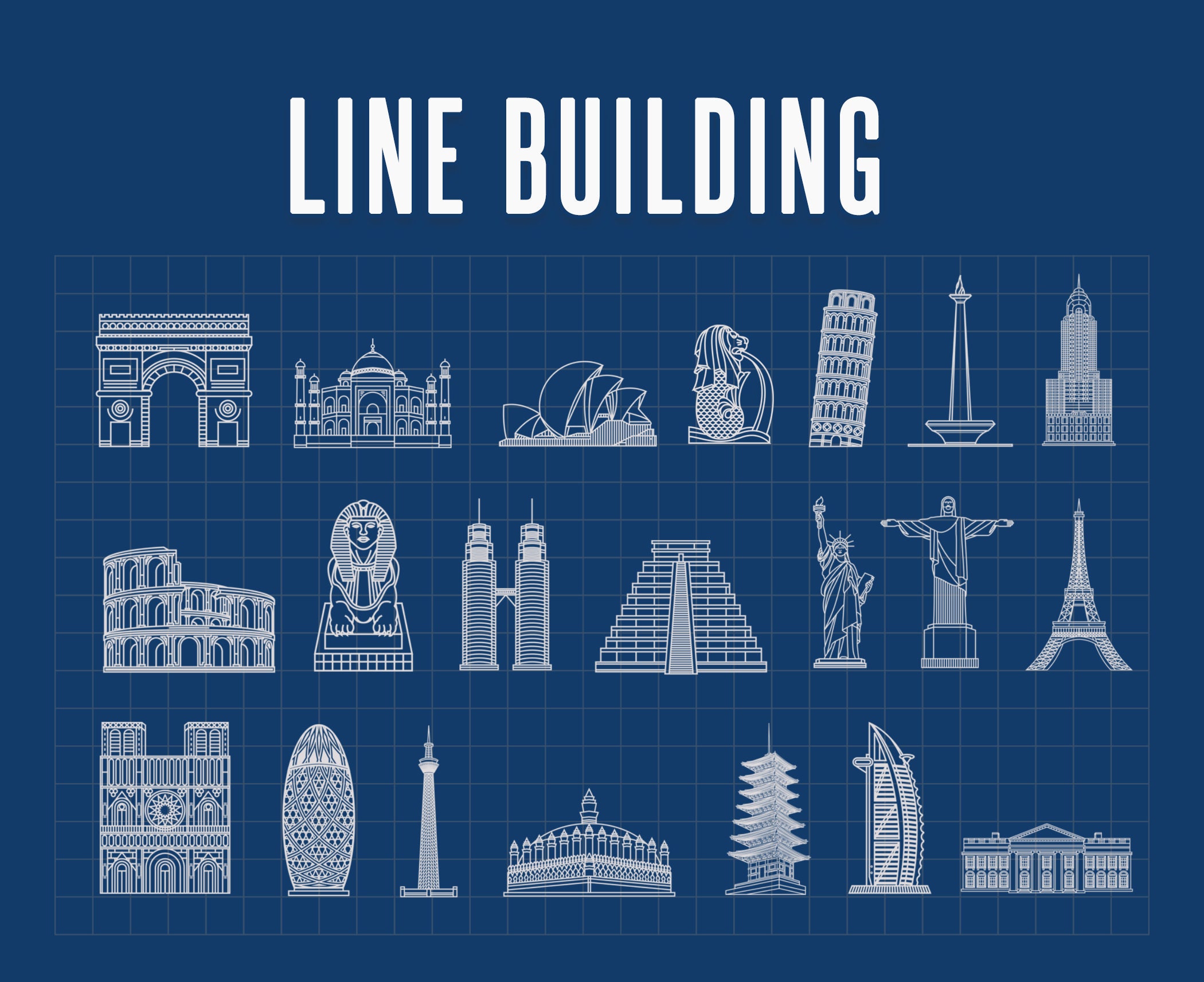 Line Building Procreate Stamp, Line Art Vector Illustration for ...