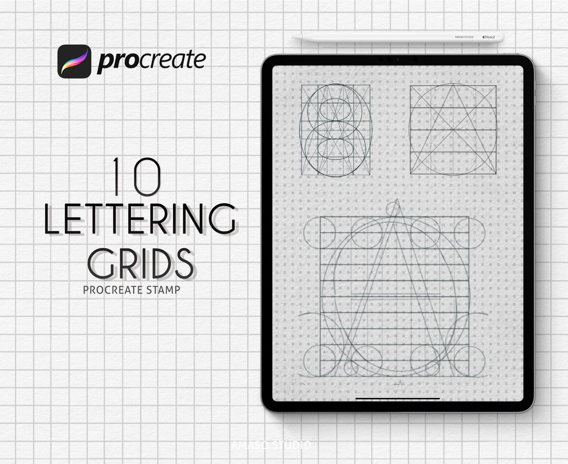Lettering Grids Procreate, Procreate Grid Brushes, Grid Template ...