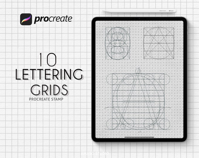 43 Procreate Letter Grid Templates, Grid Brushes, Lettering Guide ...