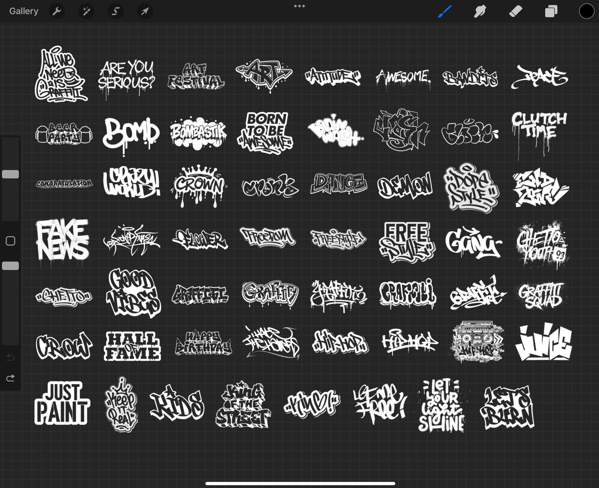 Graffiti Tagging and Elements Stamp for Procreate, Photoshop Brush and ...
