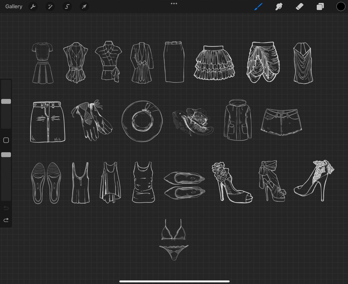 Clothing Illustration Hand Drawing Stamp for Procreate - Etsy