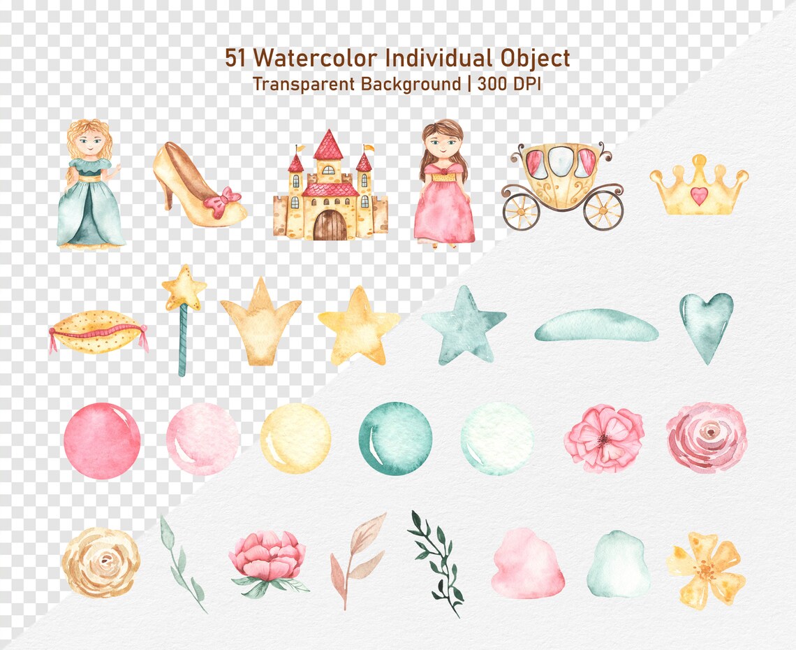 Little Princess Watercolor Clipart High Resolution Pngs - Etsy