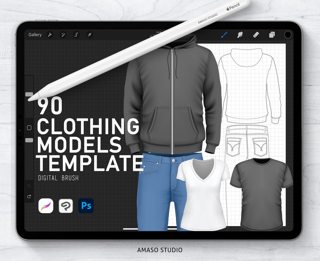Clothing Models Template Stamp for Procreate, Photoshop and Clip Studio ...
